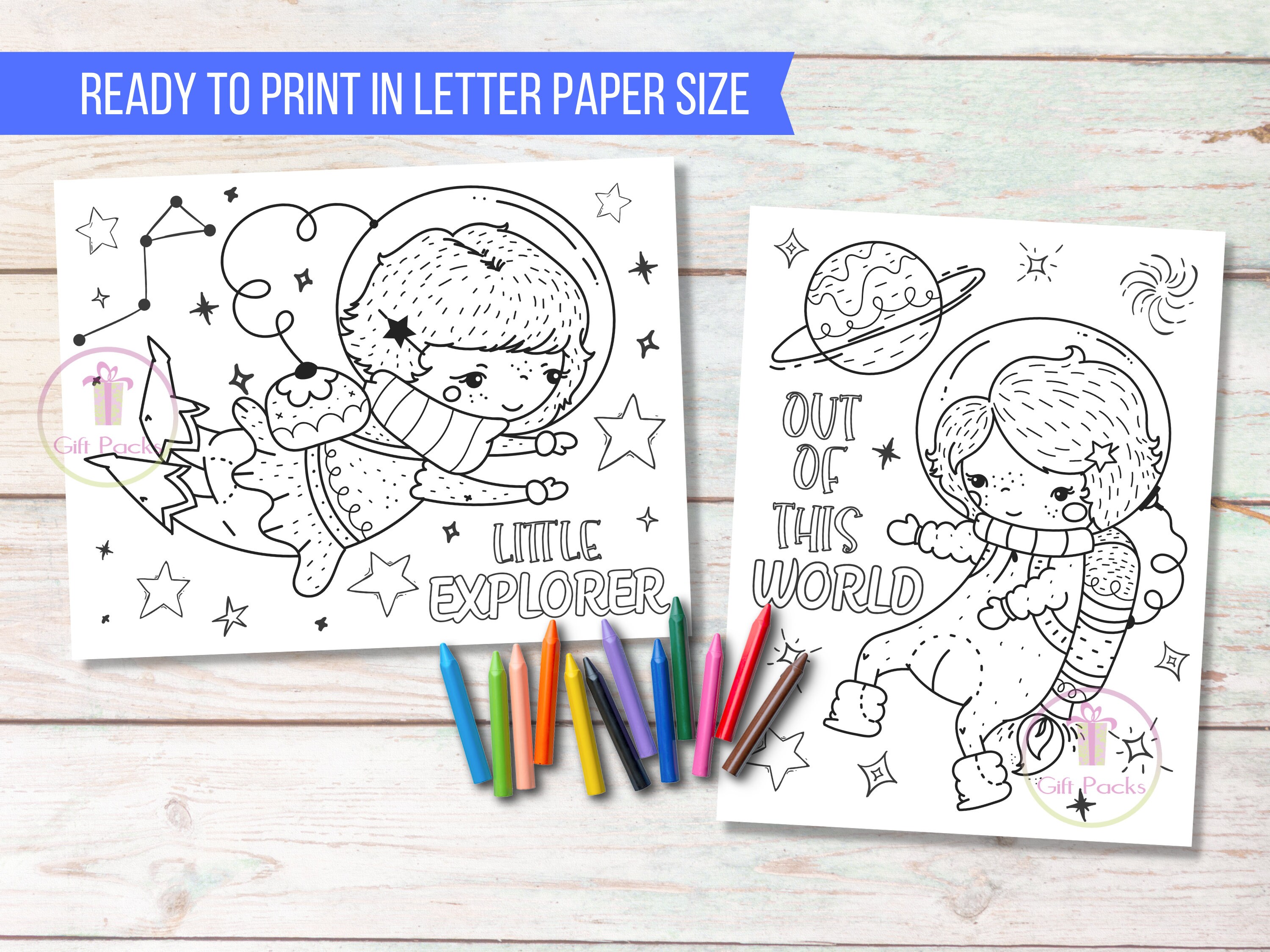 Space Coloring Pages Girl Astronaut Coloring Activity Outer - Etsy