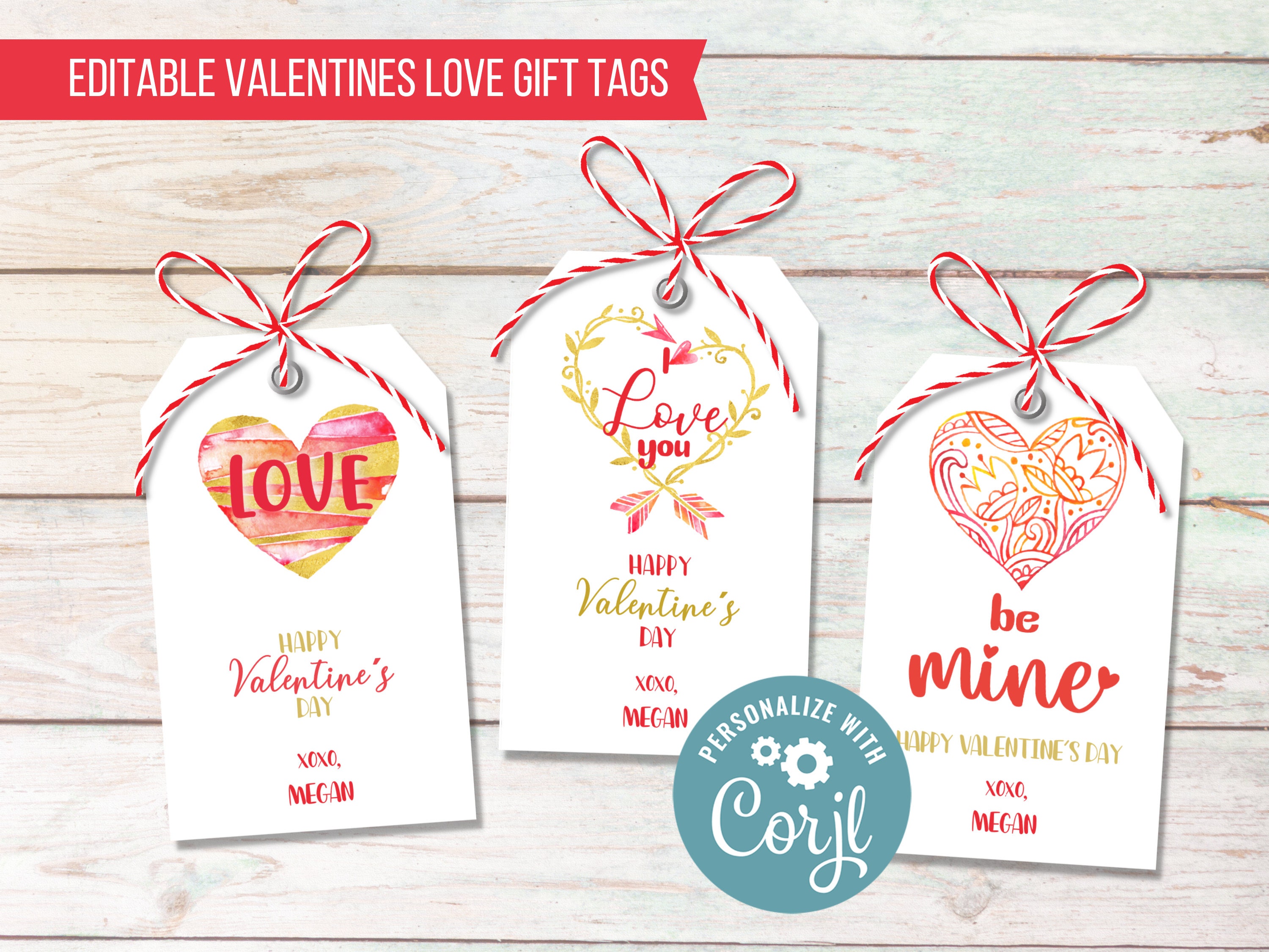 Editable Valentines Day Printable Favor Tag Love Hang Tags - Etsy