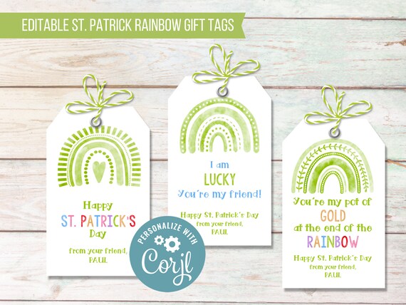 St Patrick Tags St Patricks Day Rainbow Gift Tag Saint | Etsy