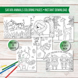 Safari Coloring Pages for Kids, Printable Jungle Animals Coloring ...