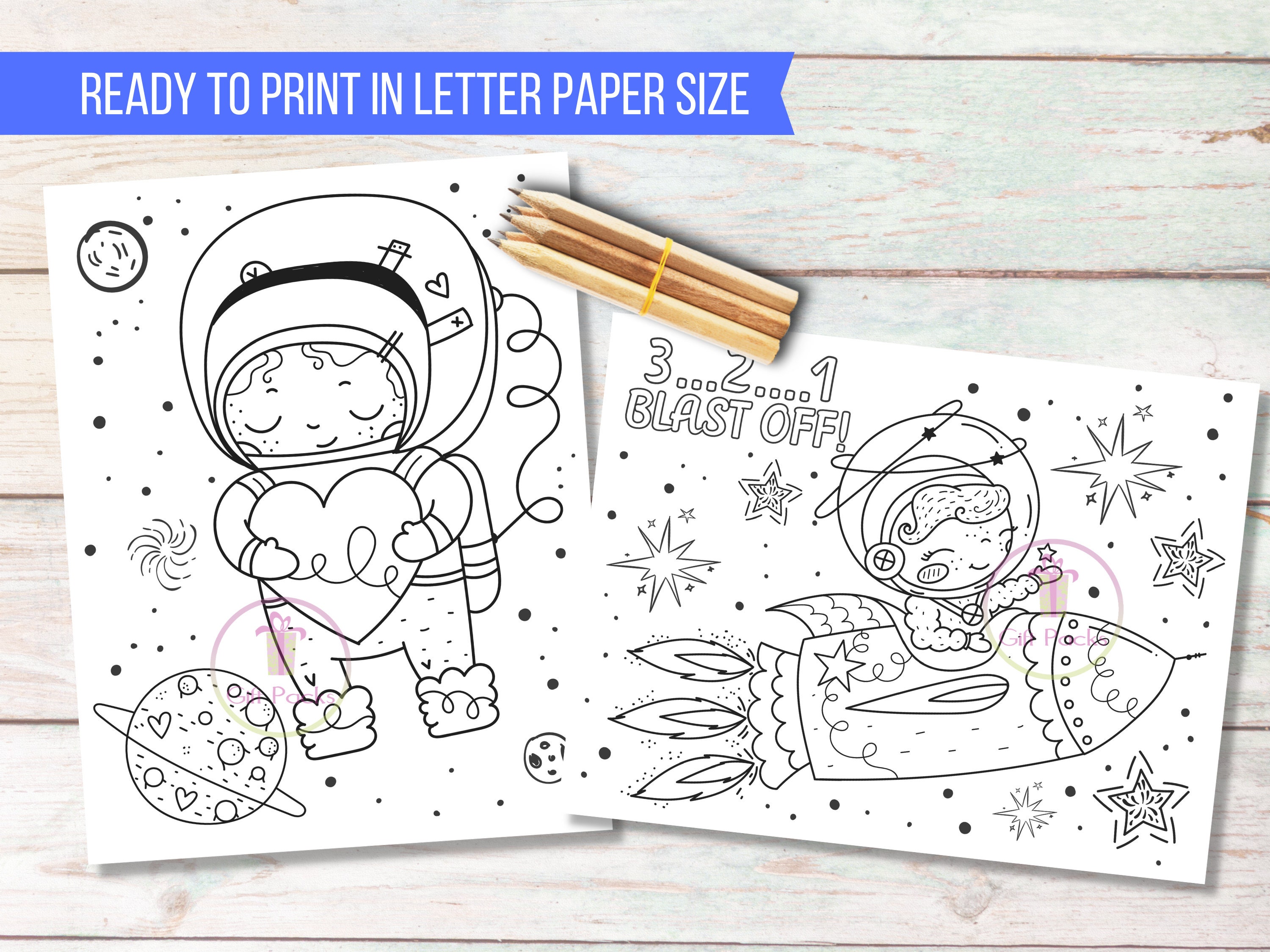 Space Coloring Pages Girl Astronaut Coloring Activity Outer - Etsy