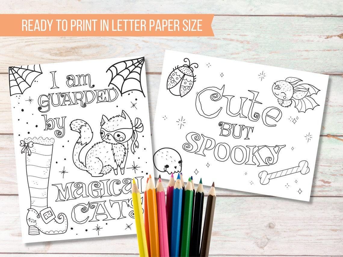 Halloween Coloring Pages for Kids Printable Halloween Witch - Etsy