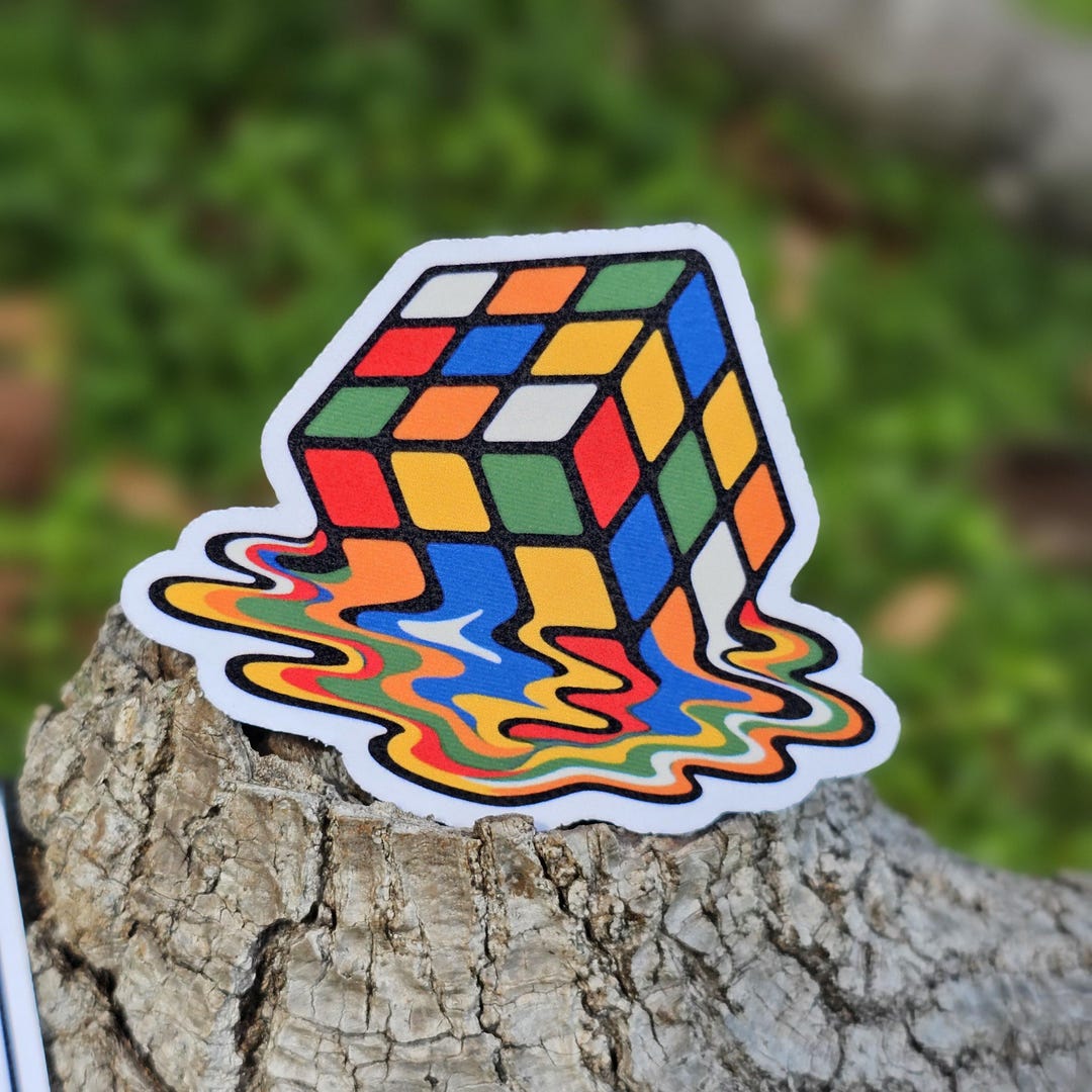 Melting Rubik's Cube Vinyl Sticker – Trippy Gamer Decal - Etsy