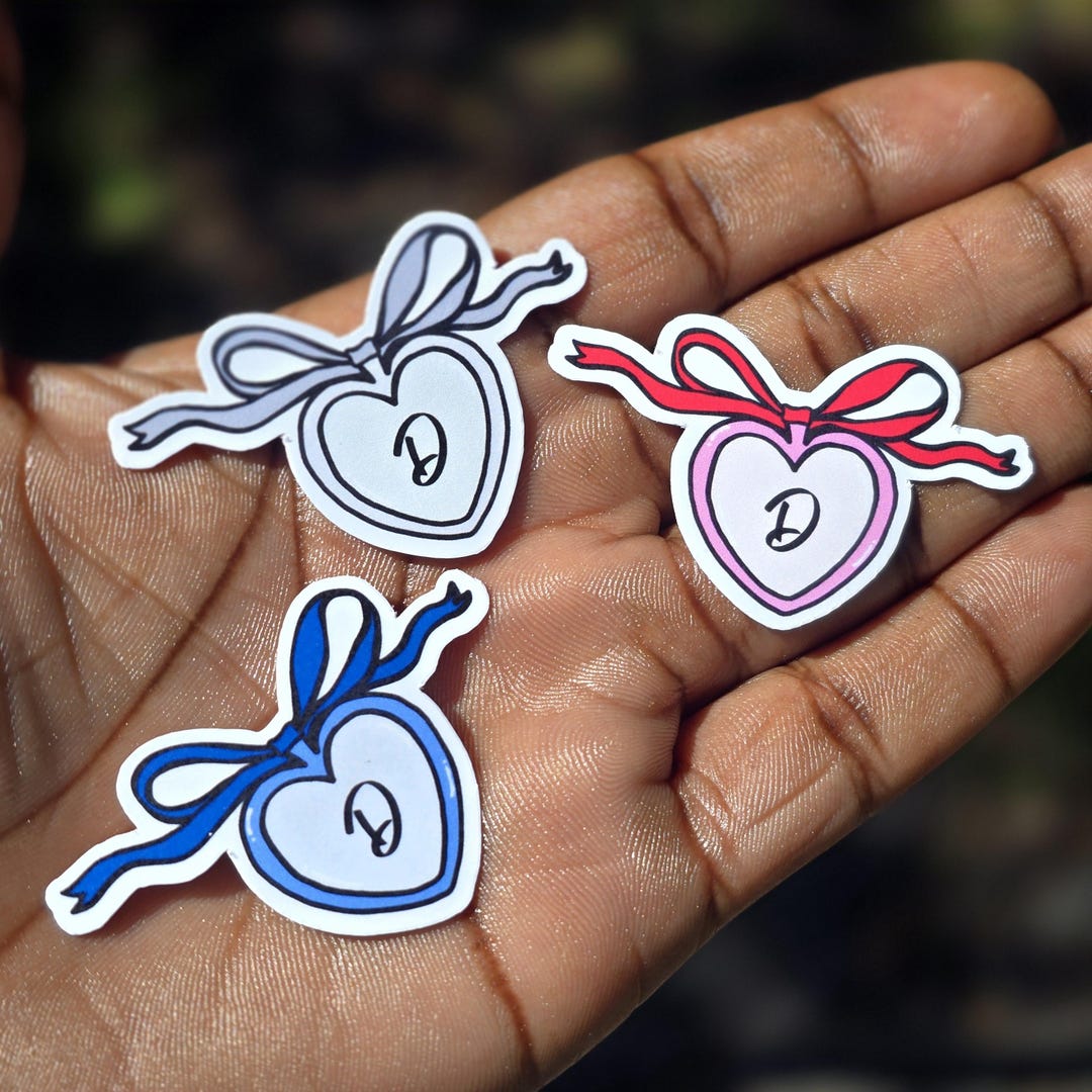 Personalized Heart Locket Sticker – Custom Initial, Waterproof Decal - Etsy