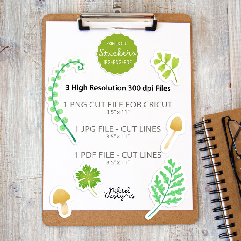 Printable Fern Decorative Stickers, Planner Stickers, Print and Cut ...