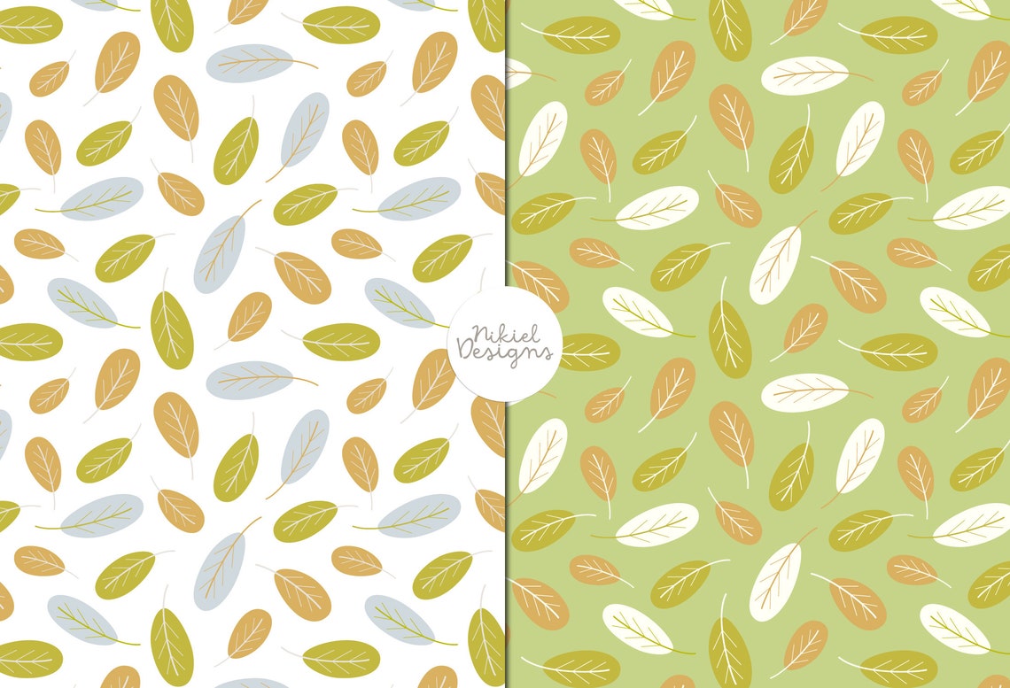 Digital Seamless Neutral Foliage Pattern Papers, Modern Leaf Pattern ...