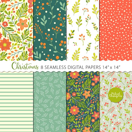 Christmas Digital Paper Commercial Use Christmas Printable - Etsy