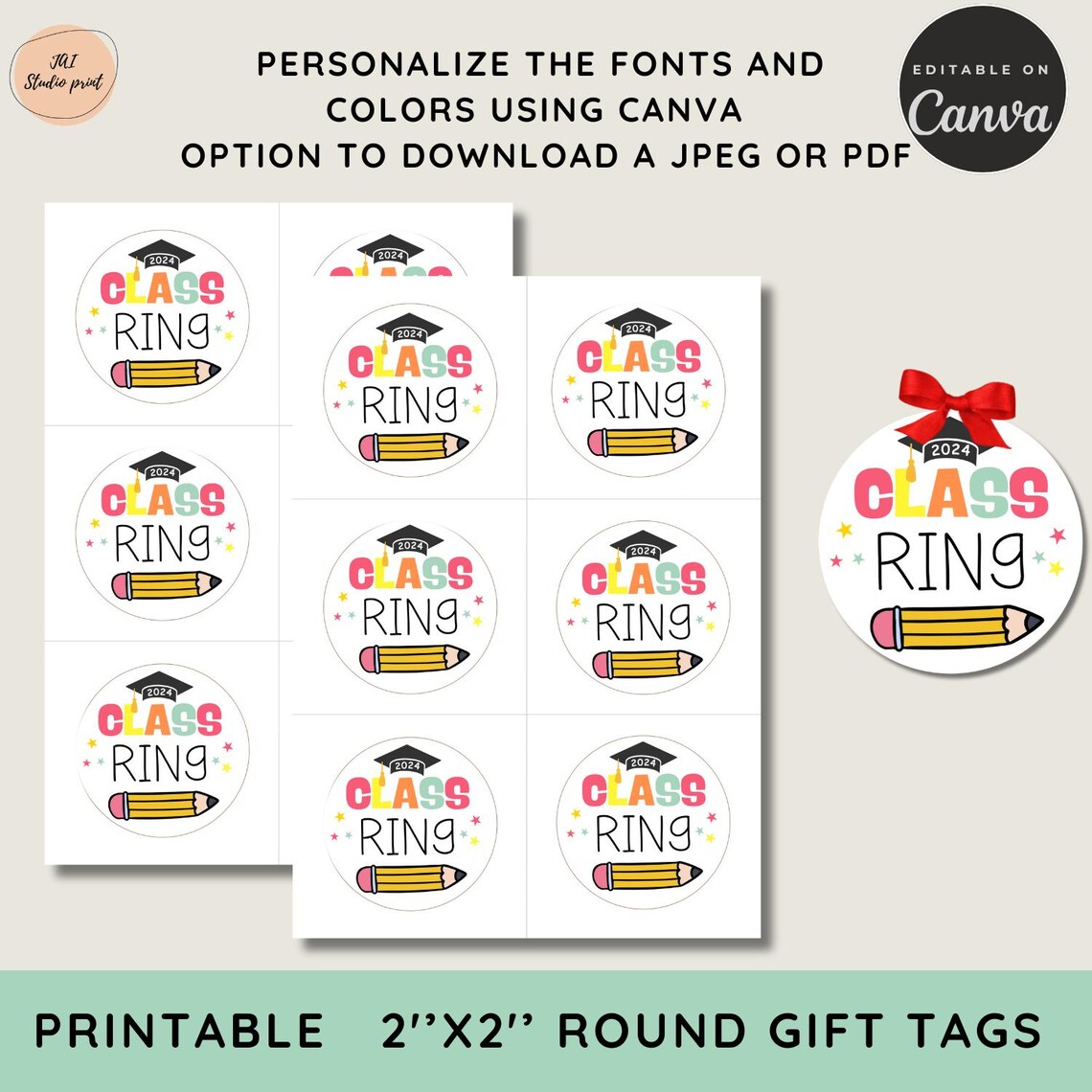 Kindergarten Graduation Class Ring Gift Sticker, Graduation Favors, Pre ...