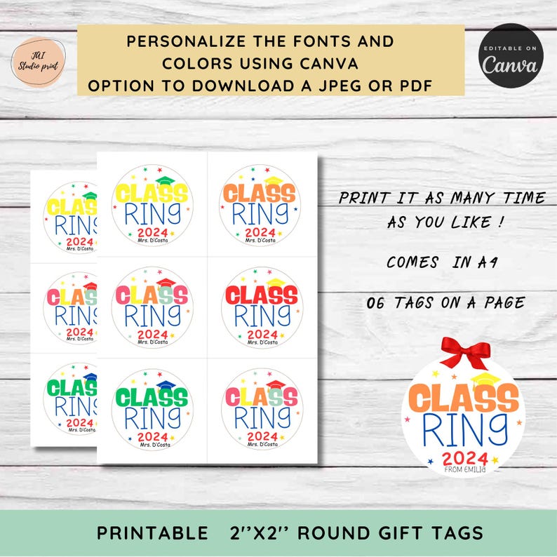 Multicolor Kindergarten Graduation Class Ring Gift Sticker, Graduation ...