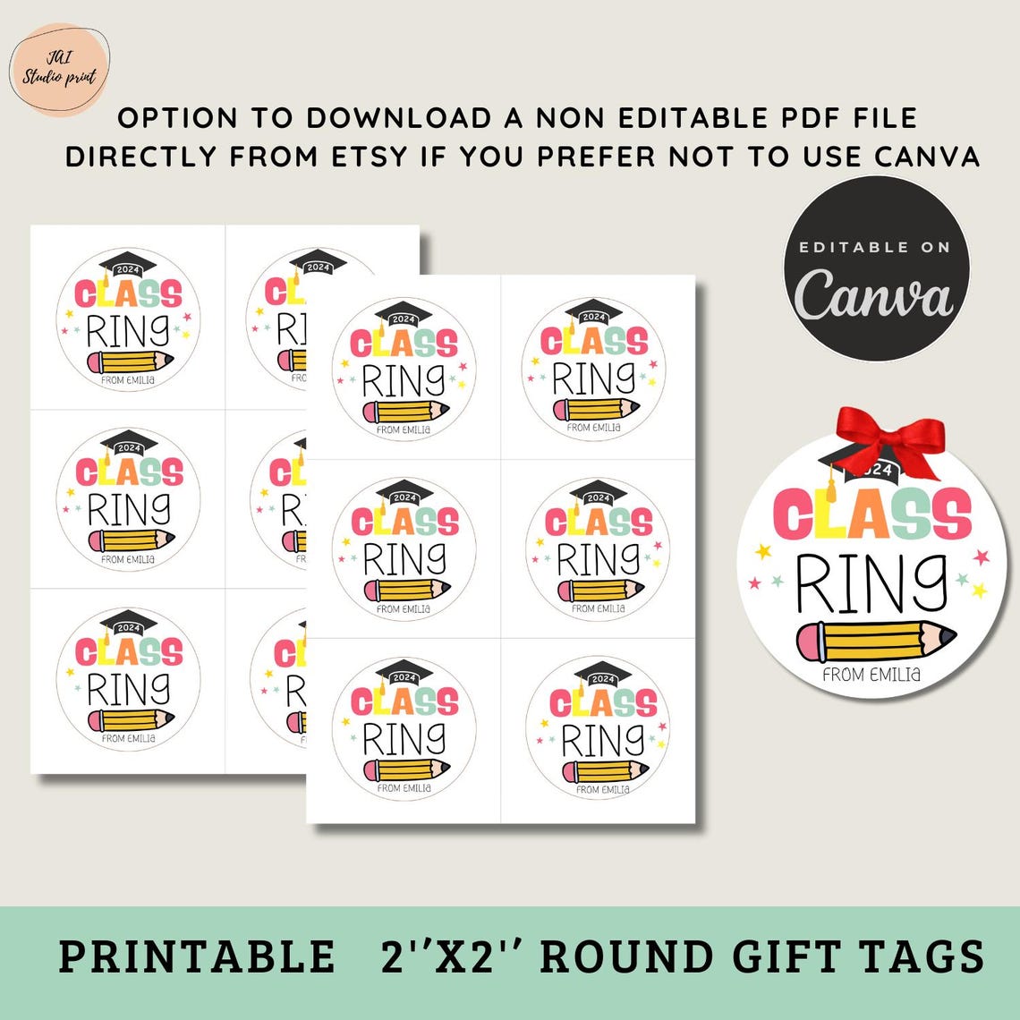 Kindergarten Graduation Class Ring Gift Sticker, Graduation Favors, Pre ...