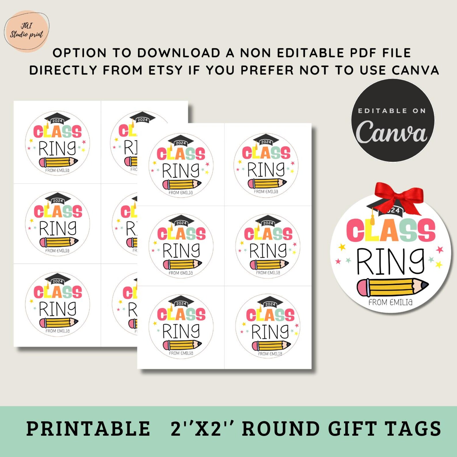 Kindergarten Graduation Class Ring Gift Sticker, Graduation Favors, Pre ...