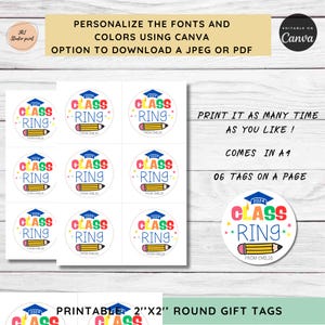 Multicolor Kindergarten Graduation Class Ring Gift Sticker, Graduation ...