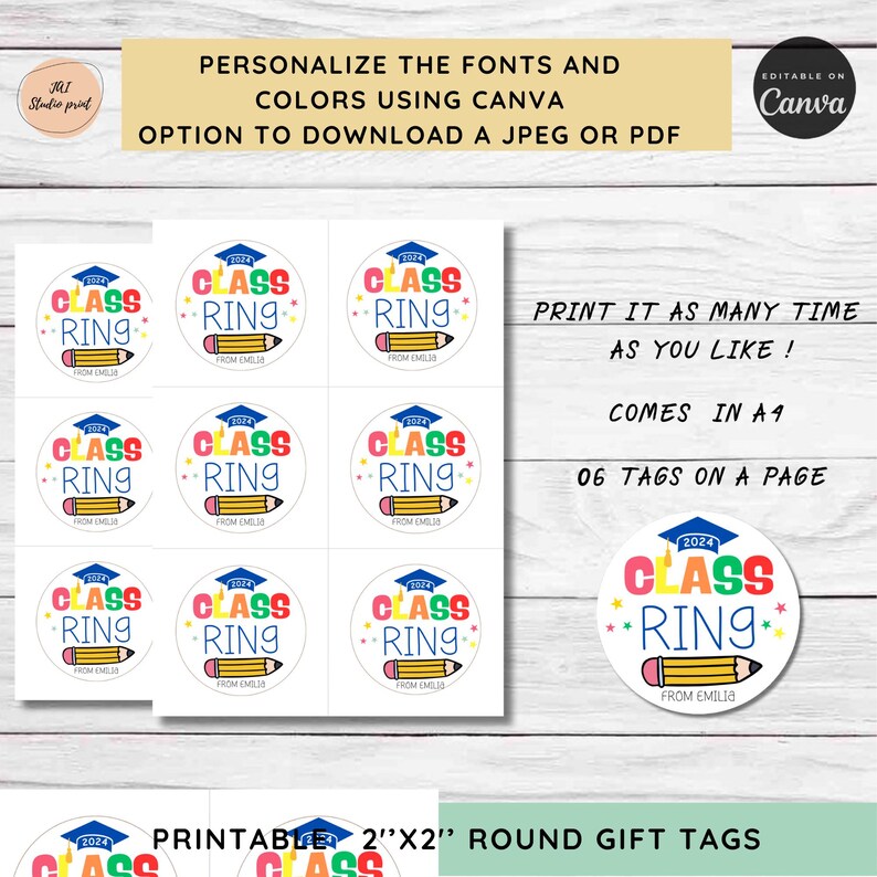 Multicolor Kindergarten Graduation Class Ring Gift Sticker, Graduation ...