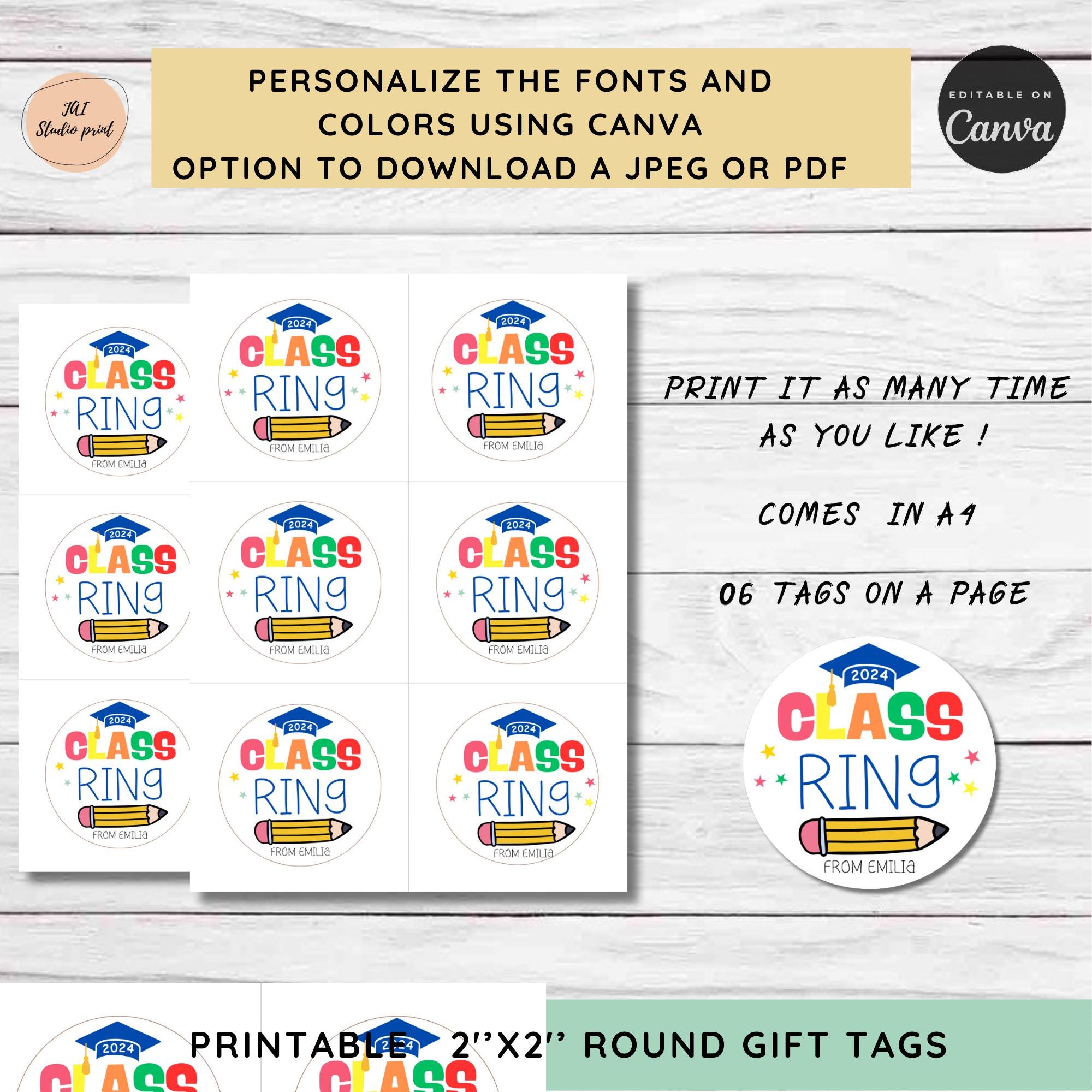 Multicolor Kindergarten Graduation Class Ring Gift Sticker, Graduation ...