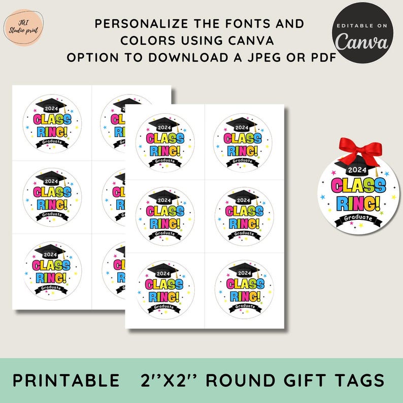 Kindergarten Graduation Class Ring Gift Sticker, Graduation Favors, Pre ...