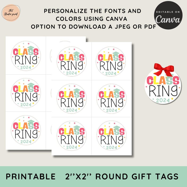 Kindergarten Graduation Class Ring Gift Sticker, Graduation Favors, Pre ...