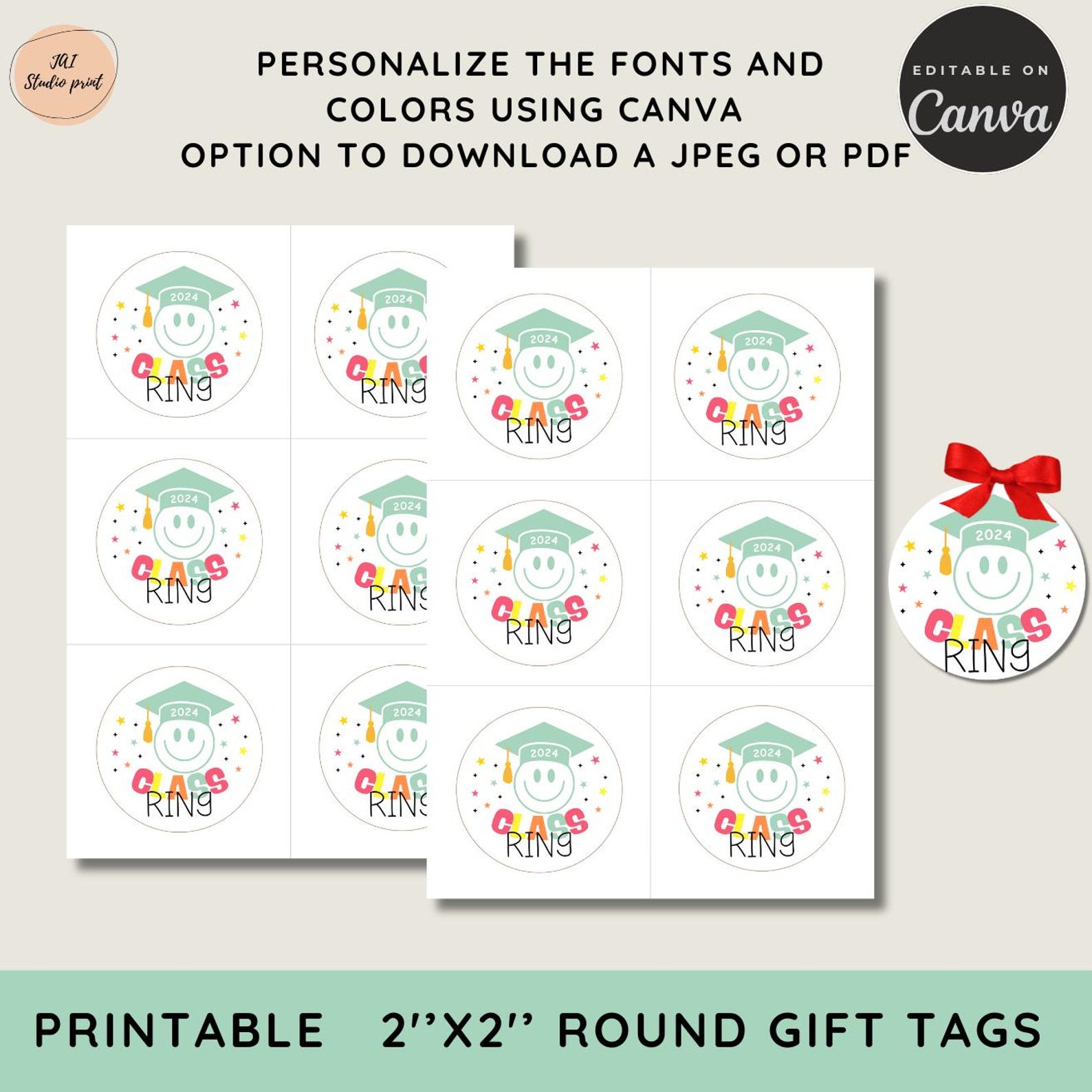 Kindergarten Graduation Class Ring Gift Sticker, Graduation Favors, Pre ...