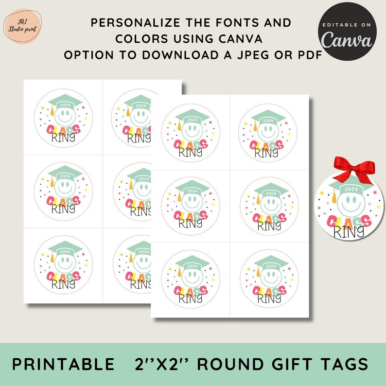 Kindergarten Graduation Class Ring Gift Sticker, Graduation Favors, Pre ...