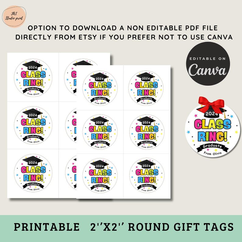 Kindergarten Graduation Class Ring Gift Sticker, Graduation Favors, Pre ...