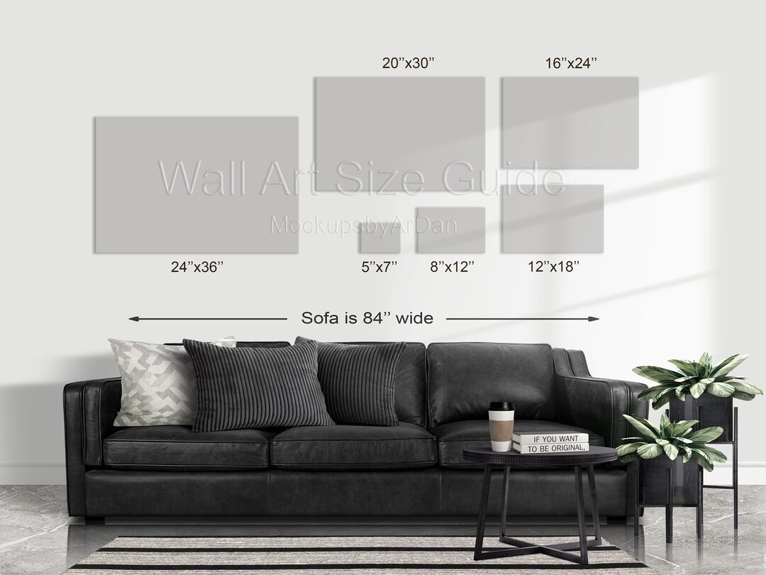 Canvas Print Size Mockup, Canvas Size Guide Mockup, Wall Frame Size ...
