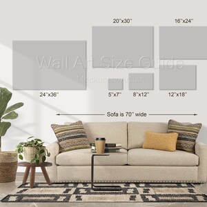 Canvas Print Size Mockup, Canvas Size Guide Mockup, Wall Frame Size Comparison Chart, Poster ...