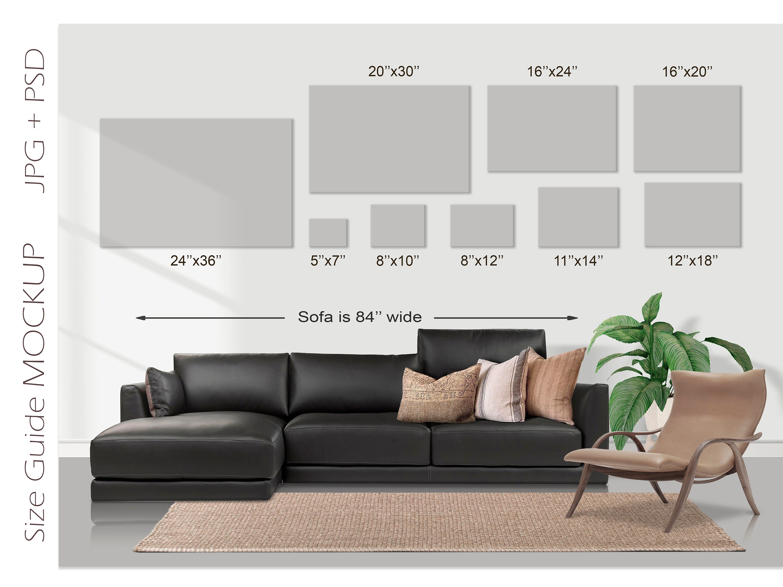 Canvas Size Comparison Chart Canvas Print Size Mockup Canvas - Etsy