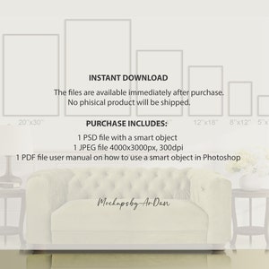 Portrait Frame Size Guide Mockup, Framed Wall Art Size Guide, Wall Art ...