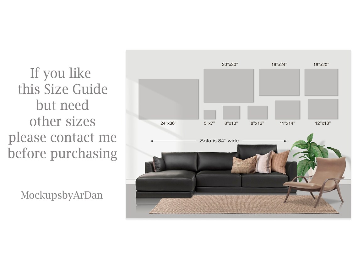 Canvas Size Comparison Chart Canvas Print Size Mockup Canvas - Etsy