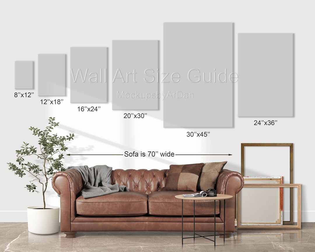 Portrait Canvas Print Size Guide Mockup, Canvas Size Guide Mockup, Wall ...