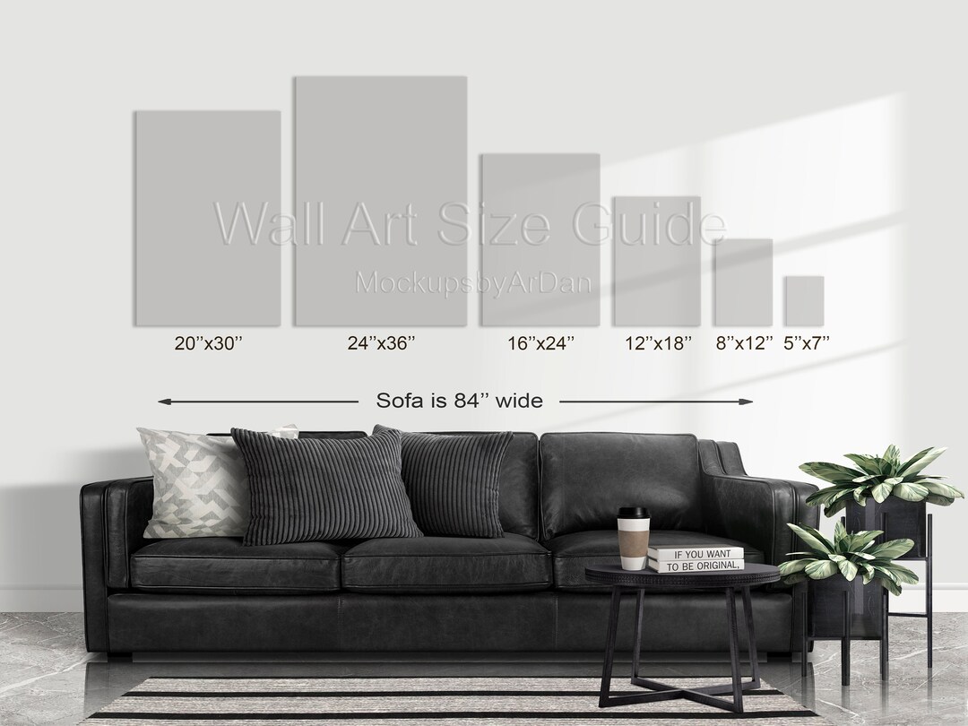 Canvas Print Size Mockup, Canvas Size Guide Mockup, Wall Frame Size ...
