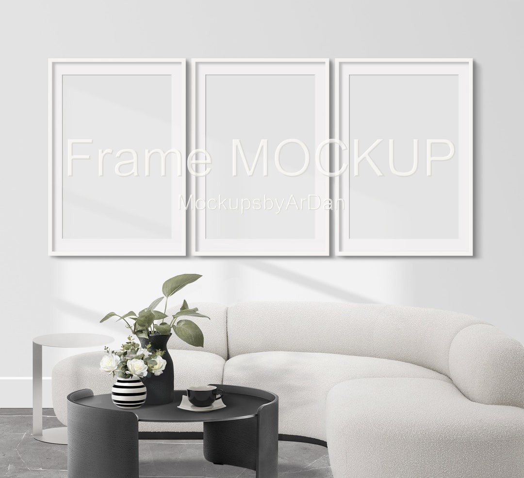 Set of 3 White Mat Frames in a Neutral Interior, Set of 3 White Frames ...