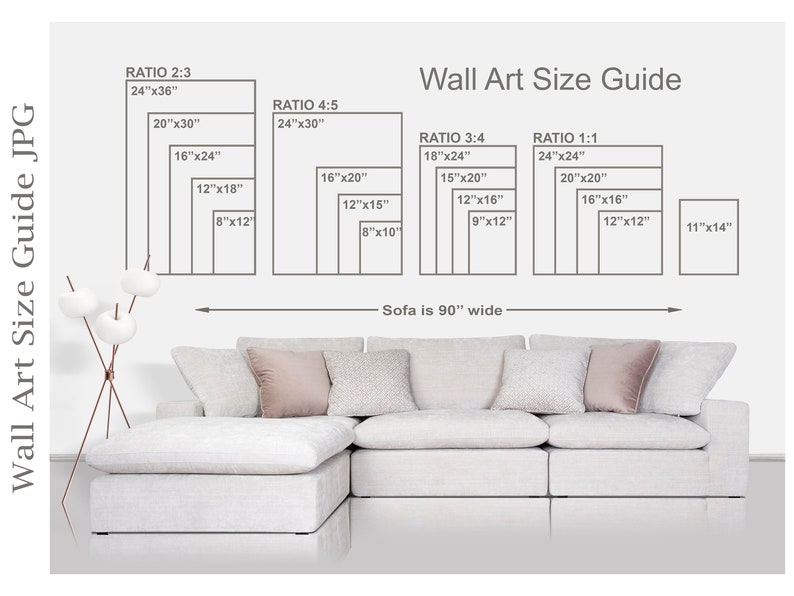 Wall Art Size Guide Wall Size Comparison Chart Print Size Etsy