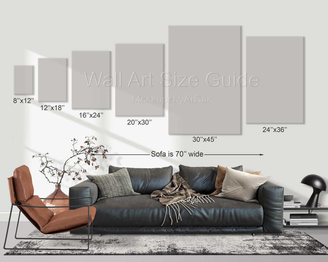Portrait Canvas Print Size Guide Mockup, Canvas Size Guide Mockup, Wall ...