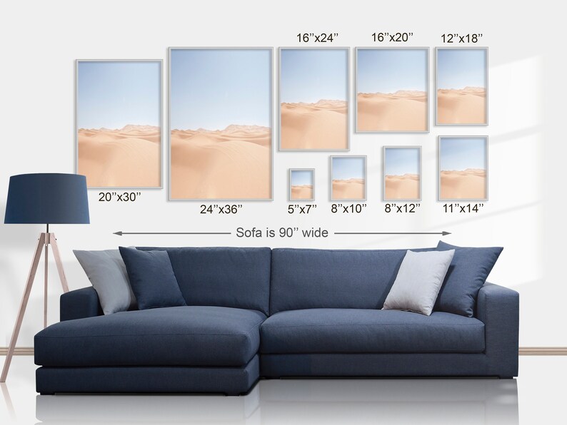Frame Size Comparison Chart Mockup Wall Art Size Guide Etsy
