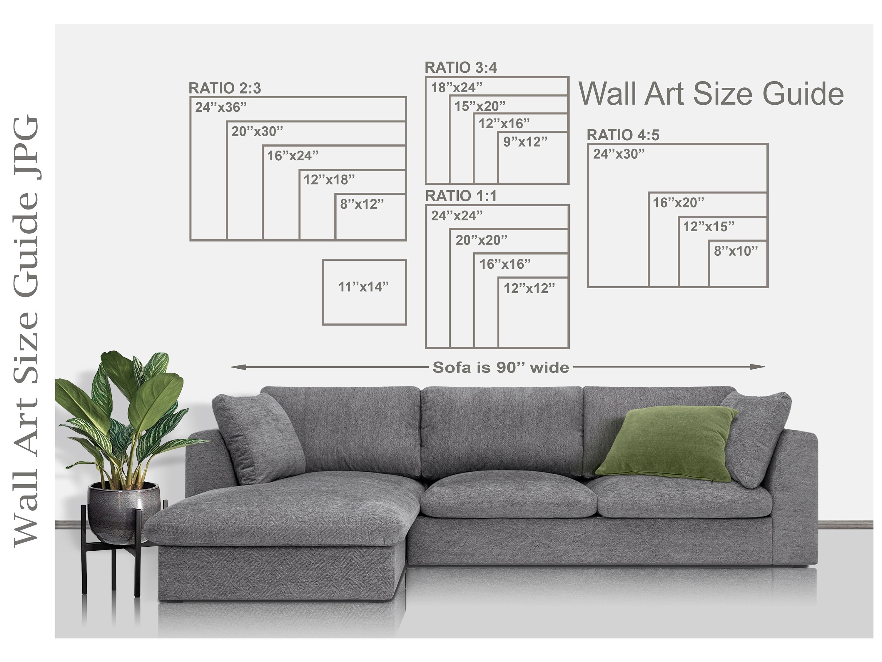 Wall Art Size Guide Wall Size Comparison Chart Print Size Etsy Singapore