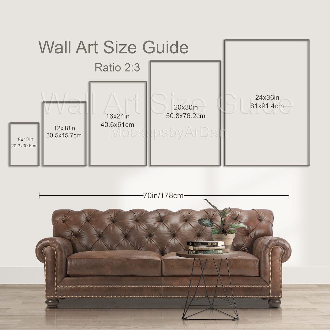 Tableau des tailles pour oeuvre d'art murale portrait Ratio 2:3, guide ...