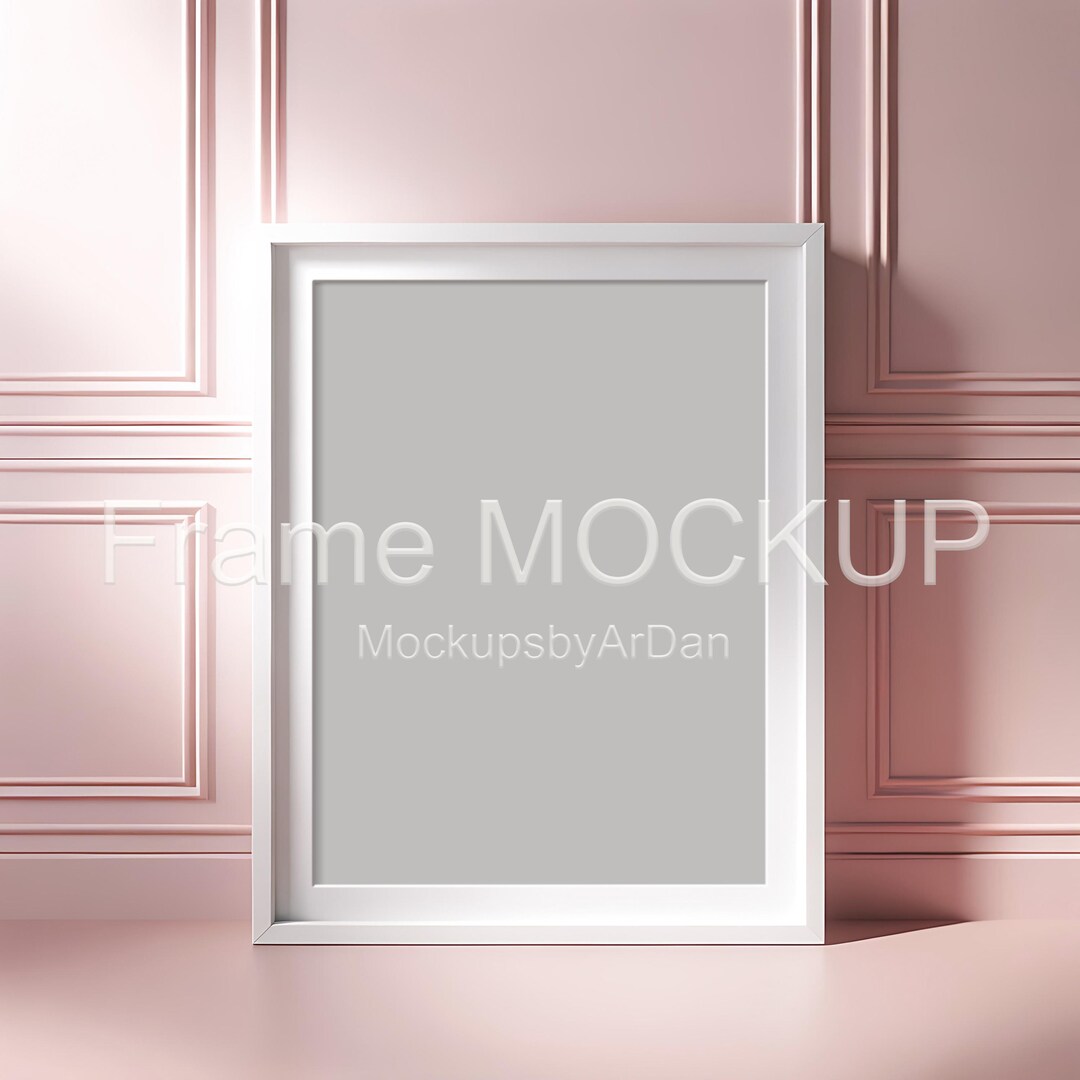 White Frame Mockup, Portrait Mat, Pink Wall (digital Download) - Etsy