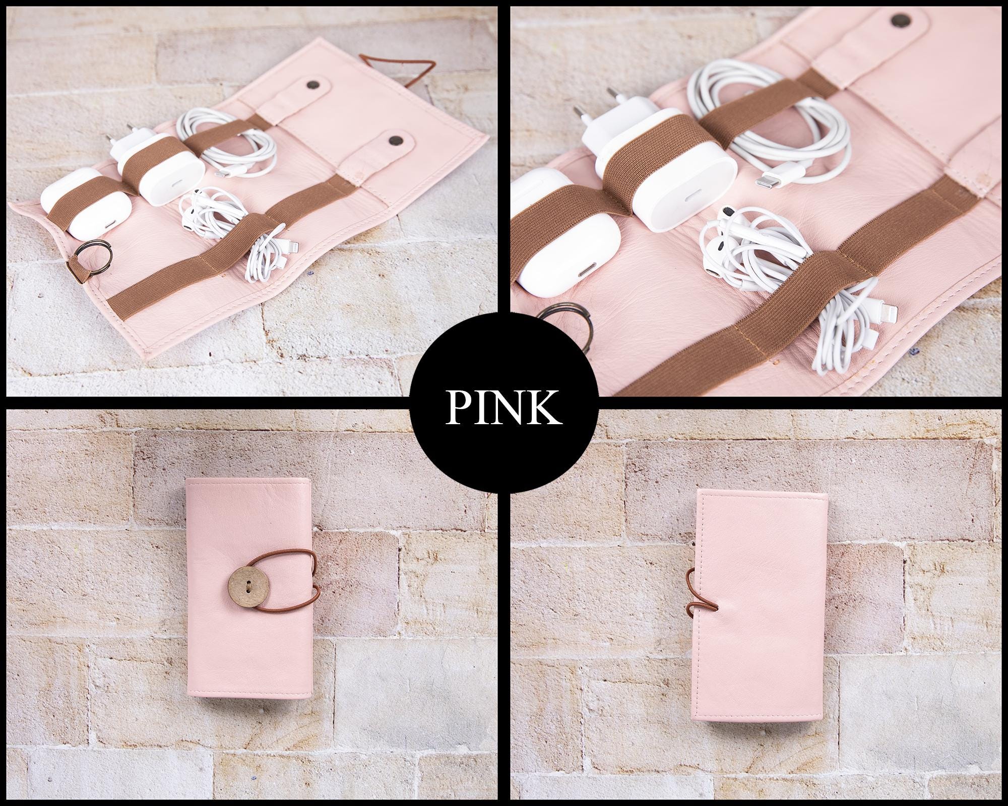Personalized Tech Cover, Cable Organizer, Leather Cord Holder, Leather ...