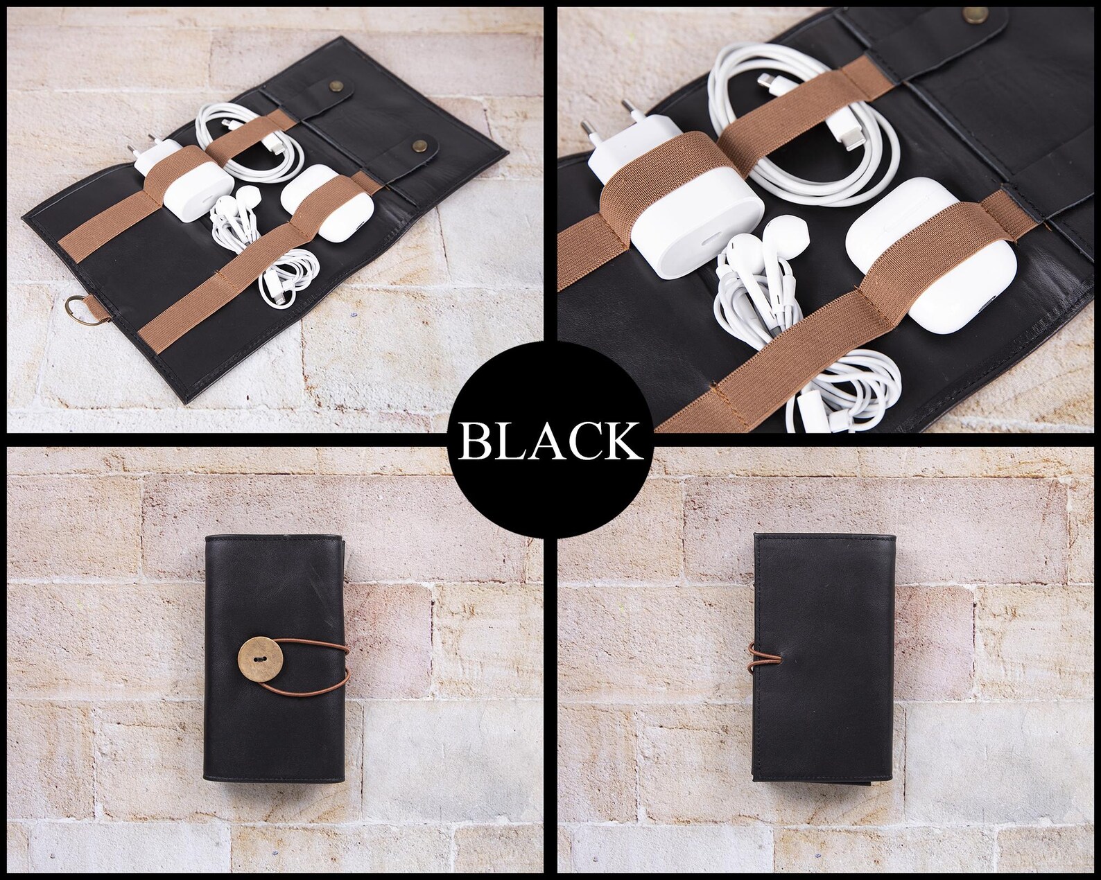 Personalized Tech Cover, Cable Organizer, Leather Cord Holder, Leather ...