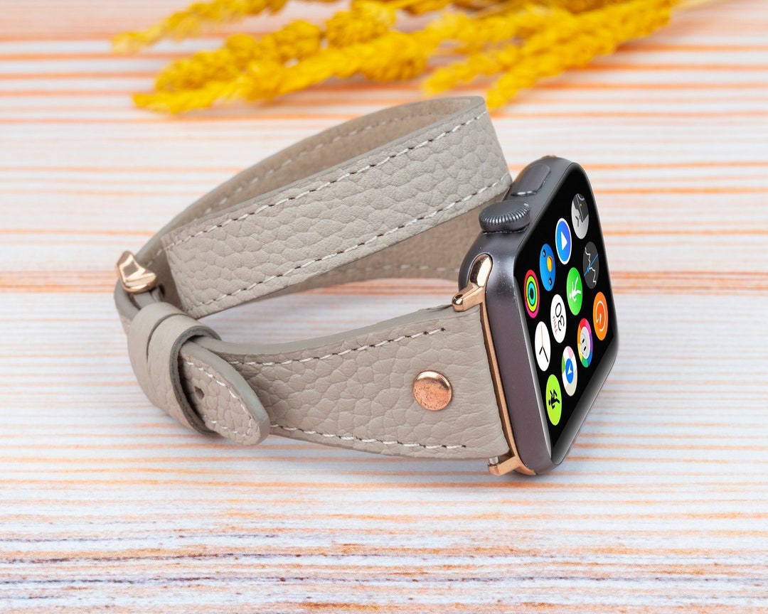Slim Leather Double Wrap Fitbit Versa 4 Band, Fitbit Sense 2 Band ...