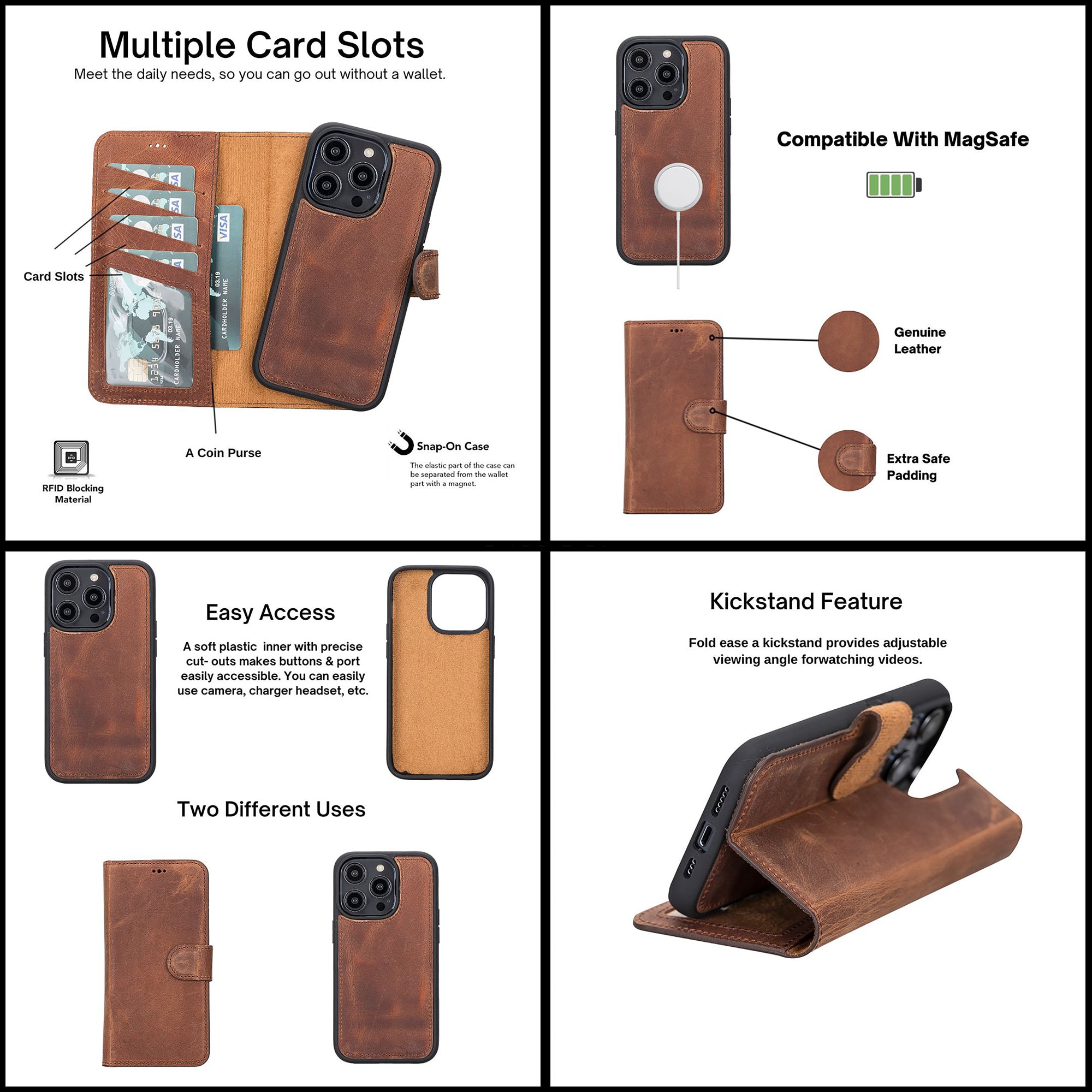 IPhone 16 Pro Wallet, iPhone 16 Pro Max Leather RFID Blocker Card ...