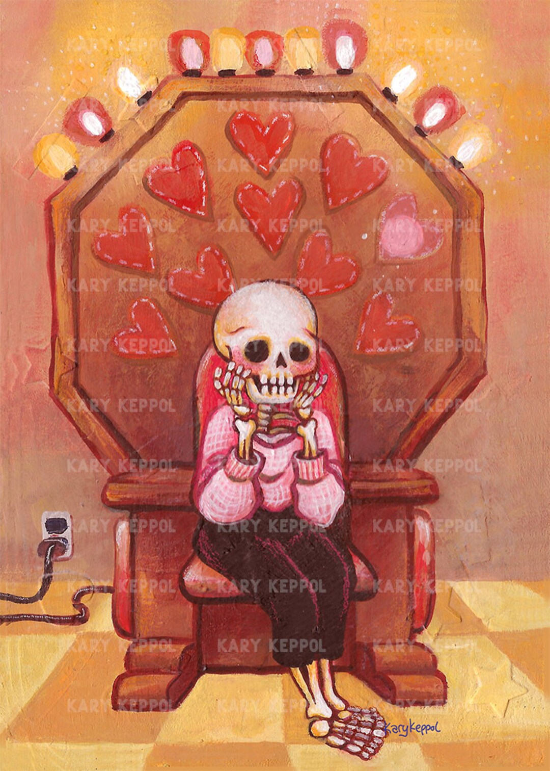 Art Print - Blushing Skeleton Love Machine, Valentine Decor - Etsy