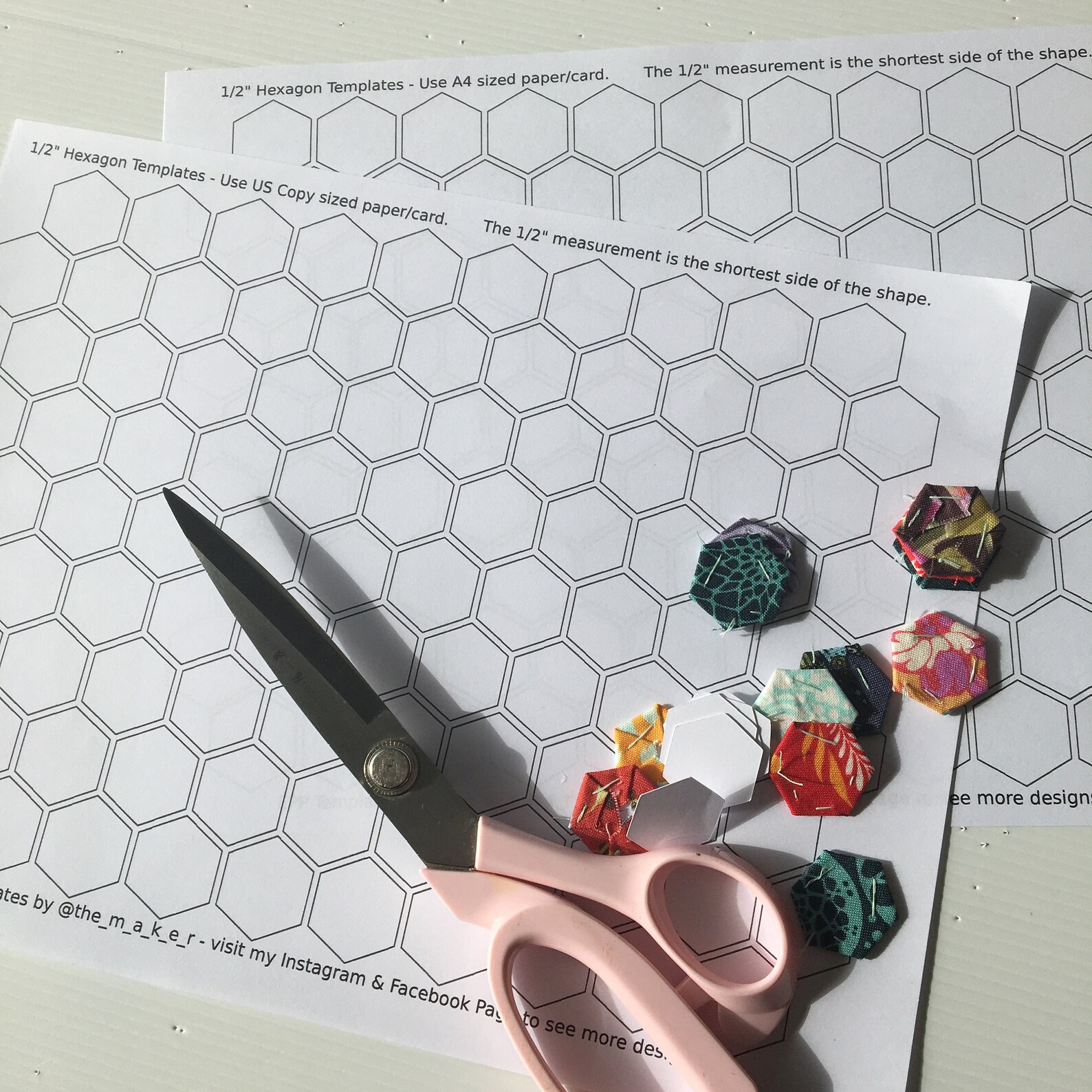 Hexagons Printable EPP Templates. 1/2 Hexagons for | Etsy