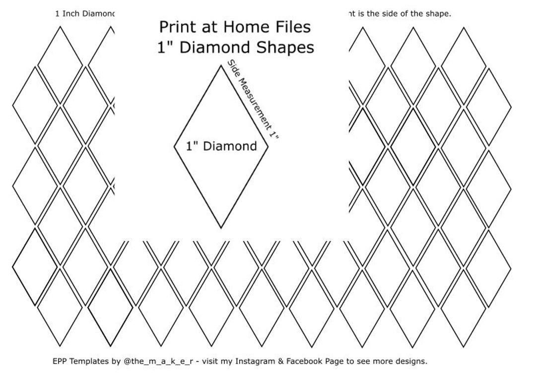 Printable EPP Paper Pieces Templates. 1" Diamonds for English Paper ...