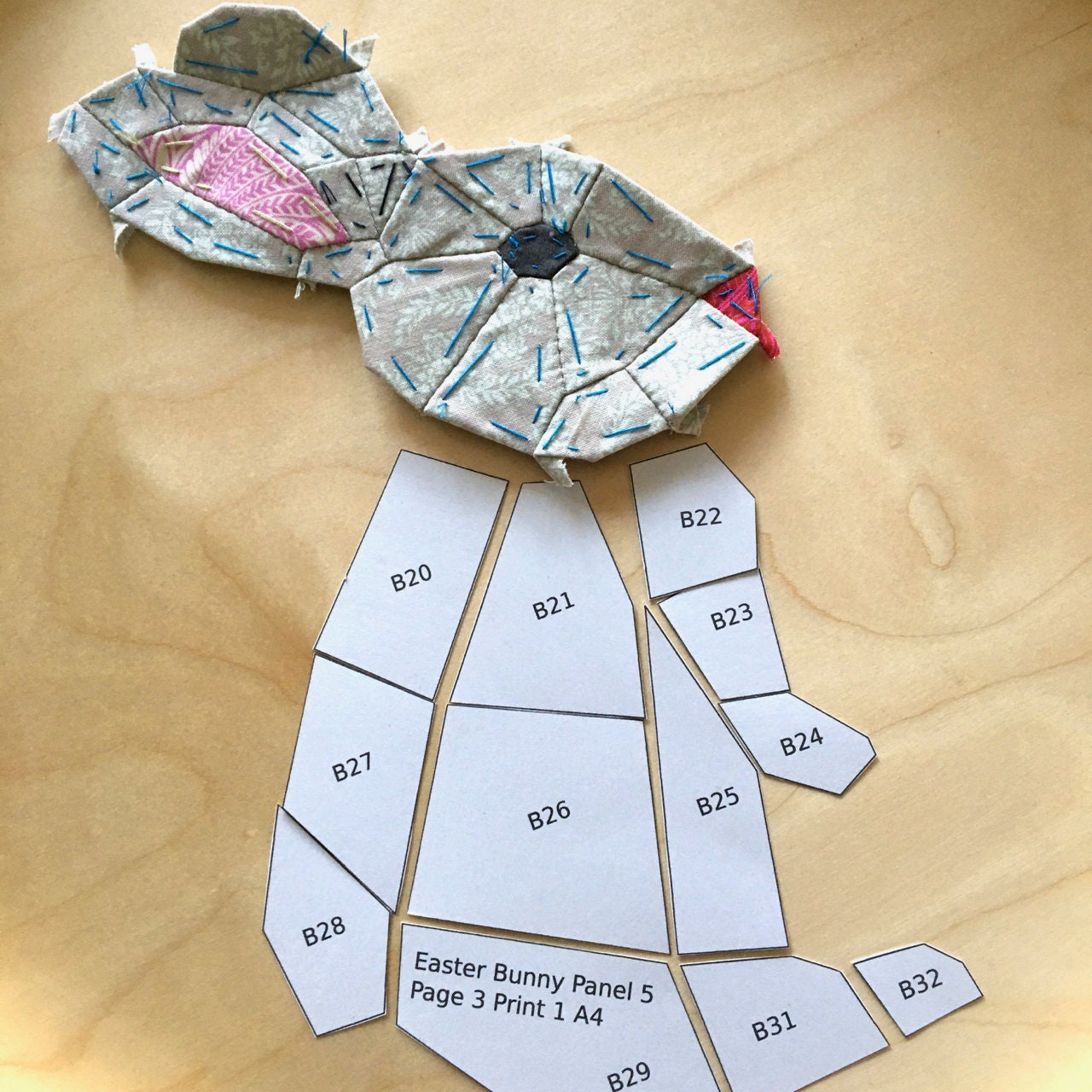 English Paper Piecing Pattern. Bunny Rabbit. Panel 5 . PDF | Etsy