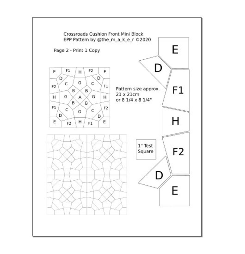 Crossroads Small Quilt Block. Paper Piecing Templates. EPP | Etsy