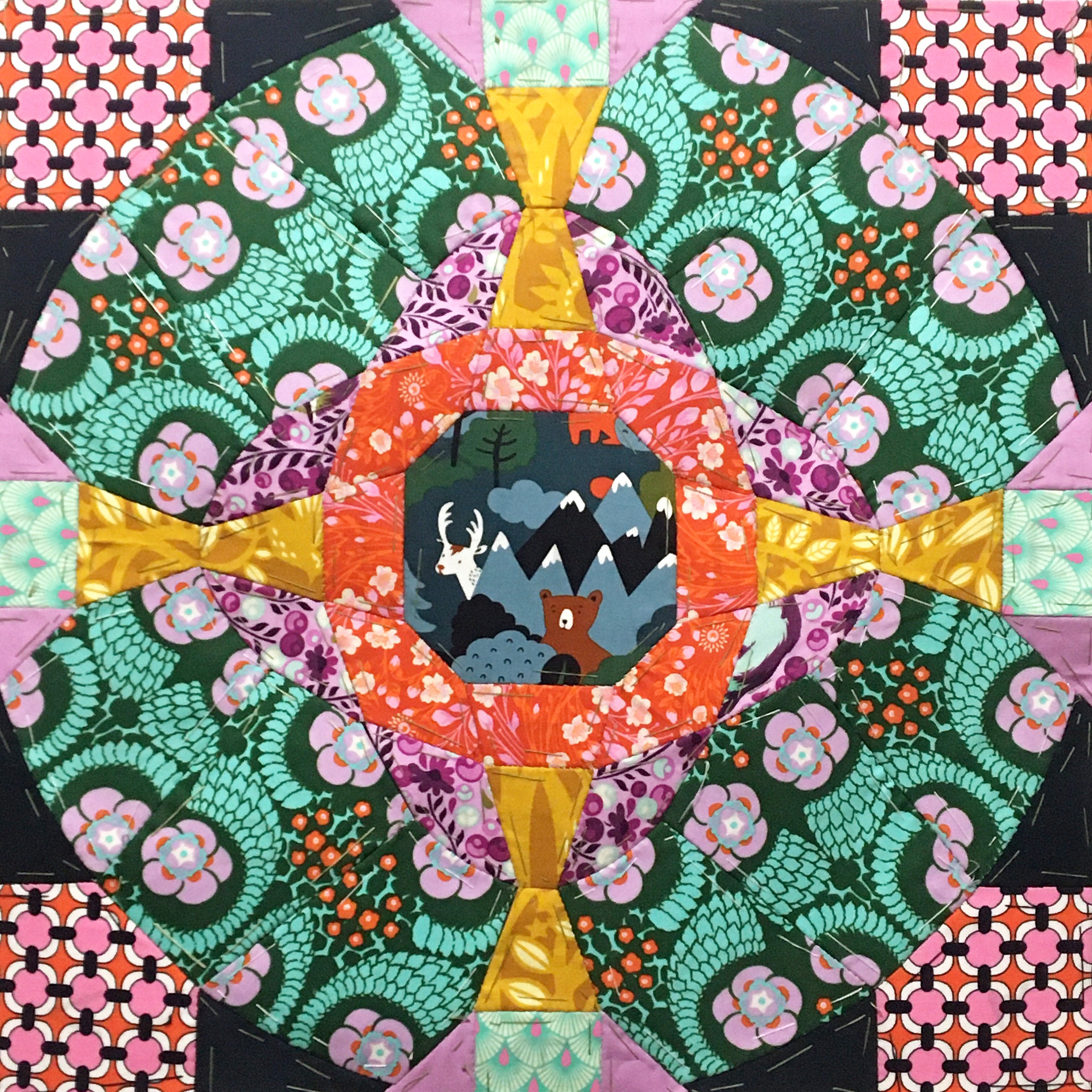 English Paper Piecing Pattern. Global Cushion Front. Large Quilt Block ...