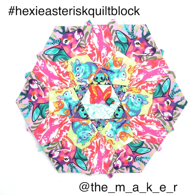 Hexie Asterisk Quilt Block Pattern. 20cm Diameter. English - Etsy