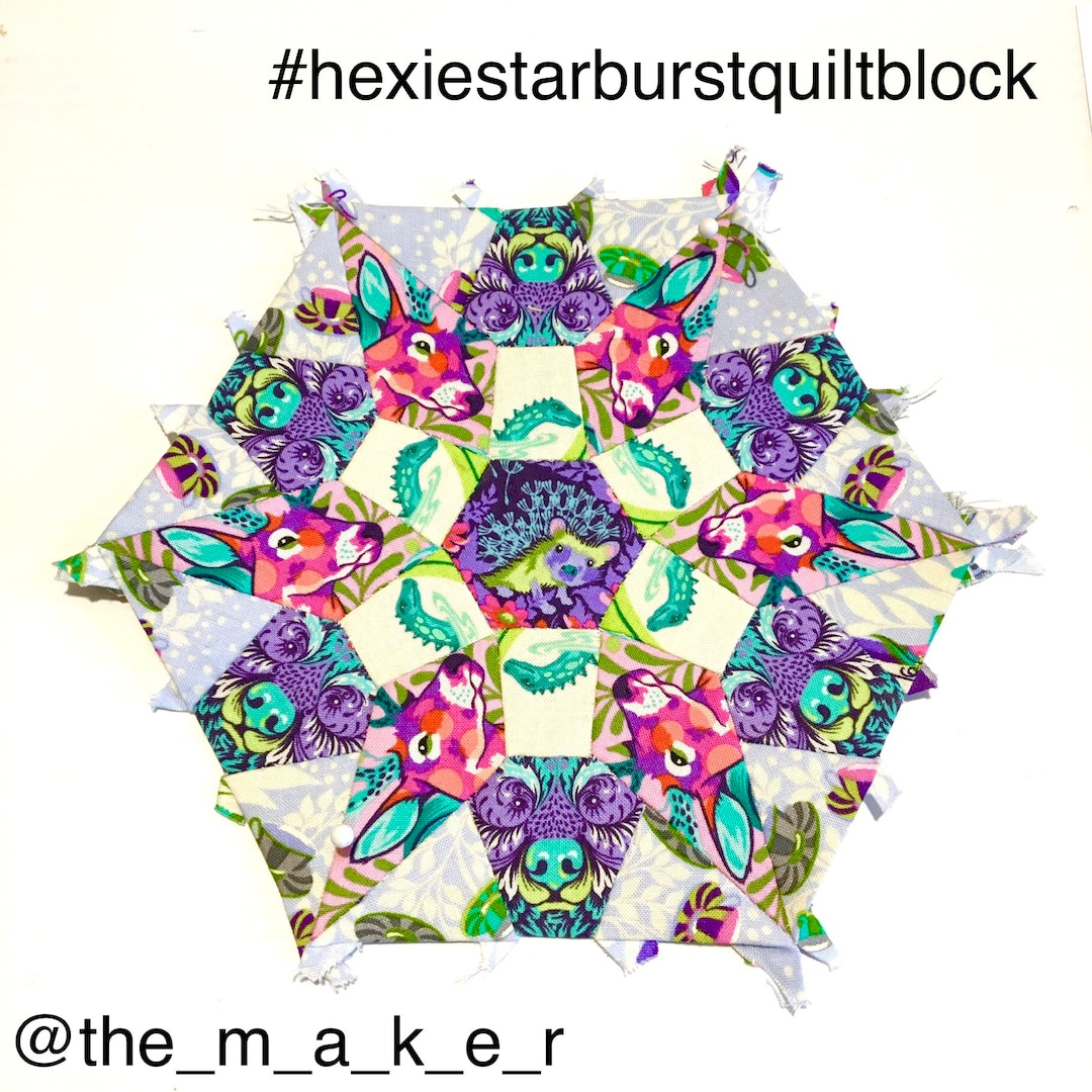 Hexie Starburst Quilt Block Pattern. 20cm Diameter. English Paper ...