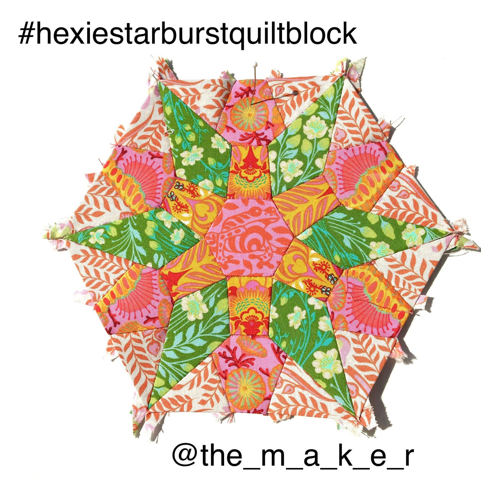 Hexie Starburst Quilt Block Pattern. 20cm Diameter. English Paper ...